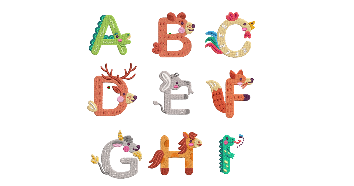 A is for Animal Alphabet Machine Embroidery Designs | A to Z