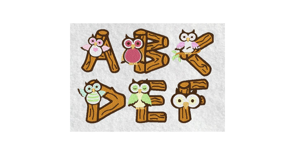 Owl Alphabet Machine Embroidery Designs | A to Z
